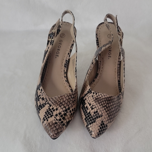 George | Shoes | George Snakeskin Look Slingback Heels Size 75 | Poshmark